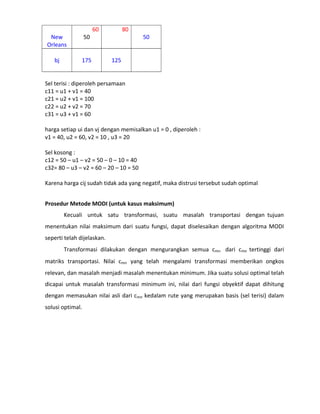 Operation research metode transportasi | DOC