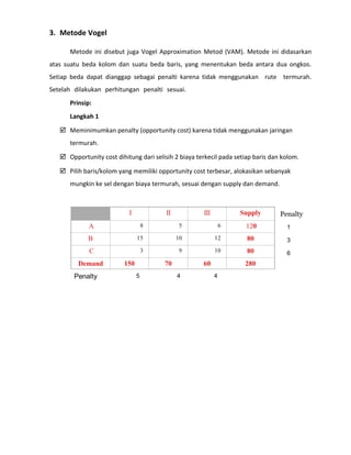 Operation research metode transportasi | DOC