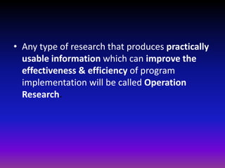 Operation research and health sector | PPTX