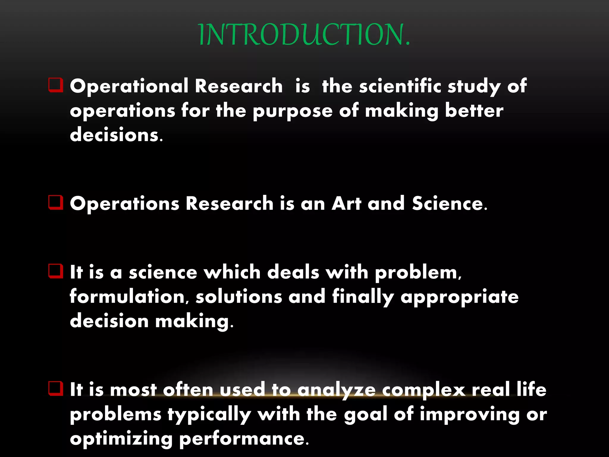 Operation research and its application | PPTX