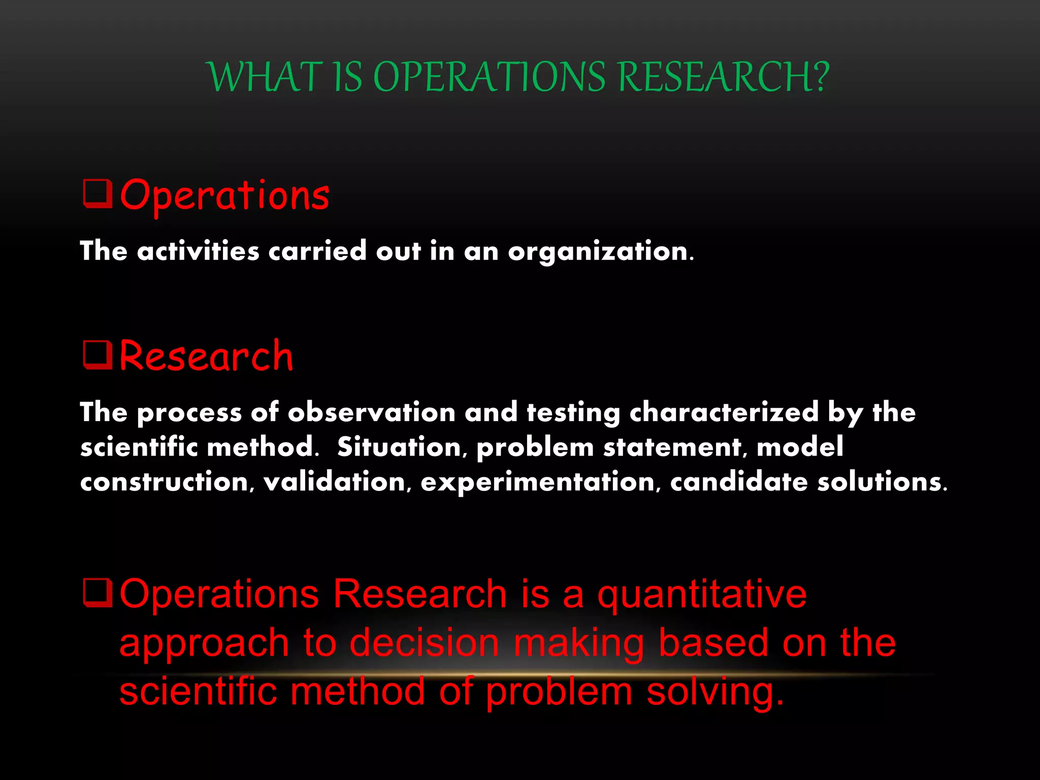 Operation research and its application | PPTX | Computer Software and Applications | Computing
