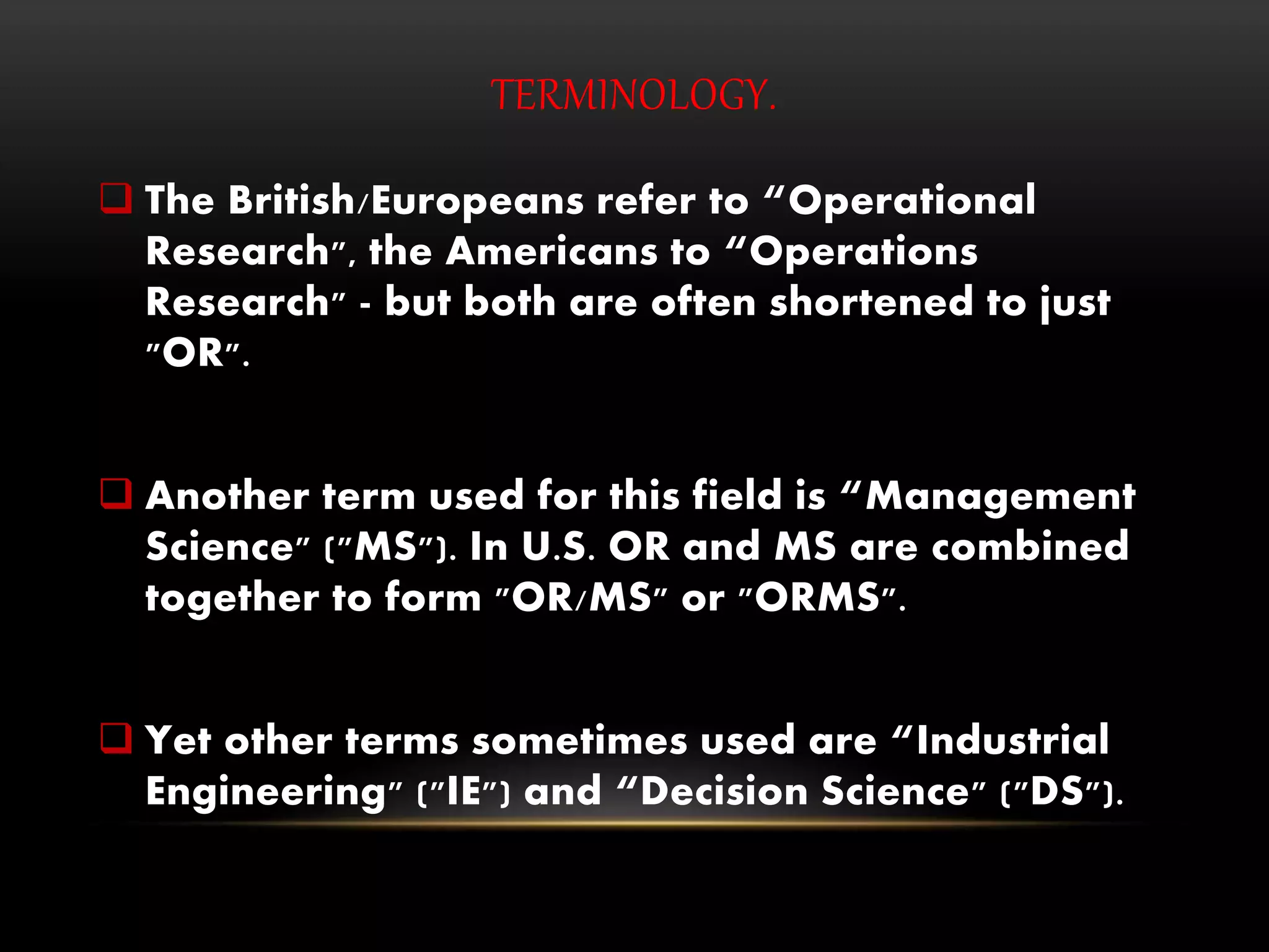 Operation research and its application | PPTX