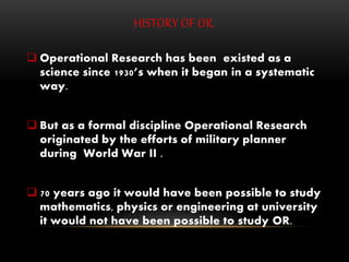 Operation research and its application | PPTX