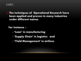 Operation research and its application | PPTX