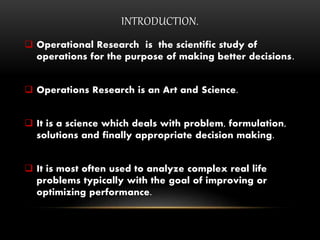 Operation research and its application | PPT