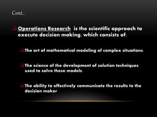Operation research and its application | PPT