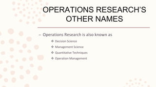 Operations Research | PPT
