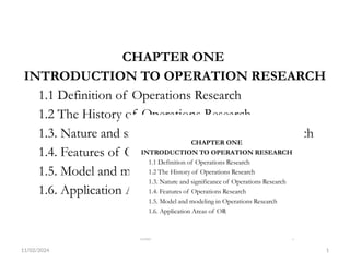 OPERATION RESEARCH CHAPTER ONE PowerPoint | PPTX