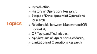 Operation Research Intro unit 1.pptx | Business | Business and Finance