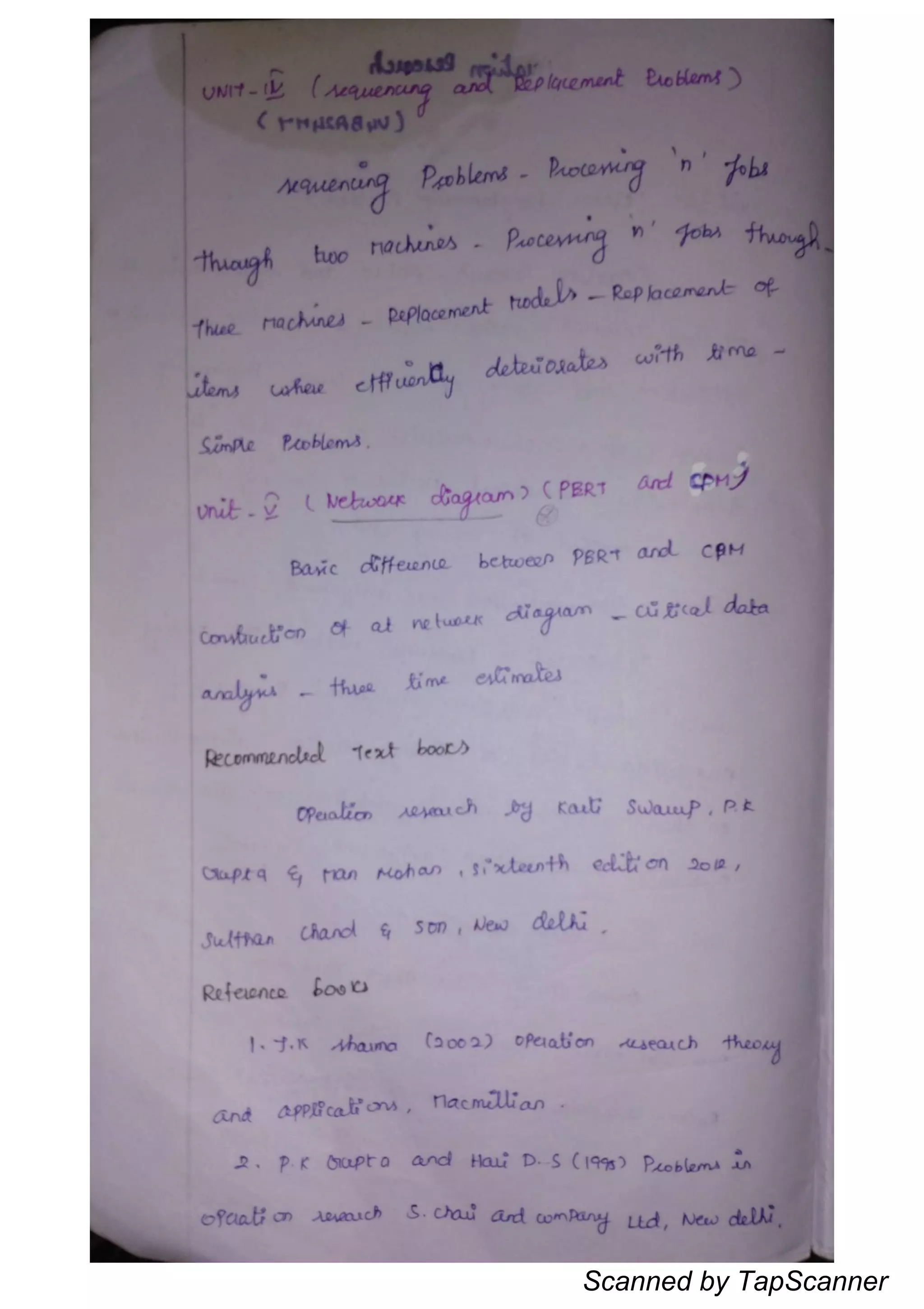 Operation research notes | PDF