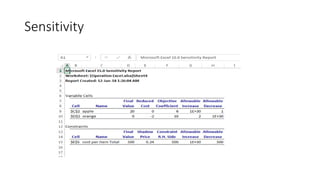 Linear Programming based questions using solver in excel | PPT