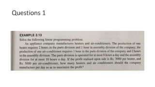 Linear Programming based questions using solver in excel | PPT
