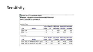 Linear Programming based questions using solver in excel | PPT