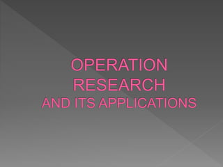Operation research ppt | PPTX