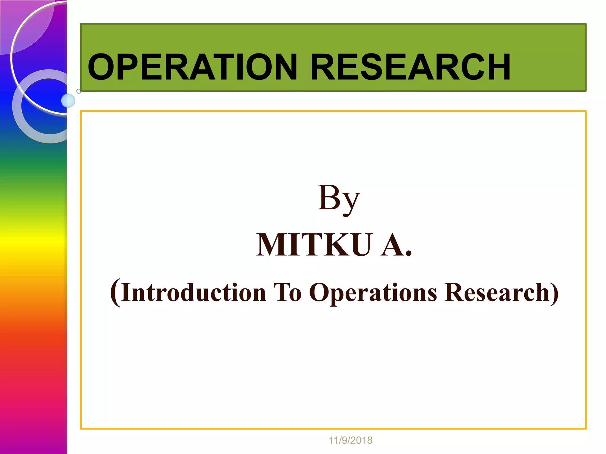 Operation research ppt chapter one | PPTX
