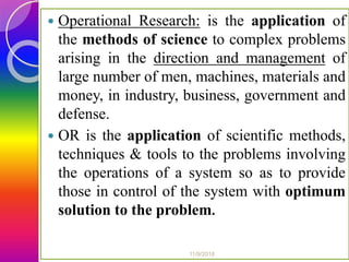 Operation research ppt chapter one | PPTX
