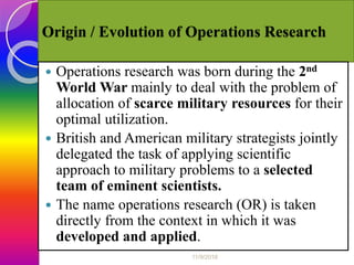 Operation research ppt chapter one | PPTX