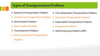 Full ready presentation on Transportation Problem | PPTX