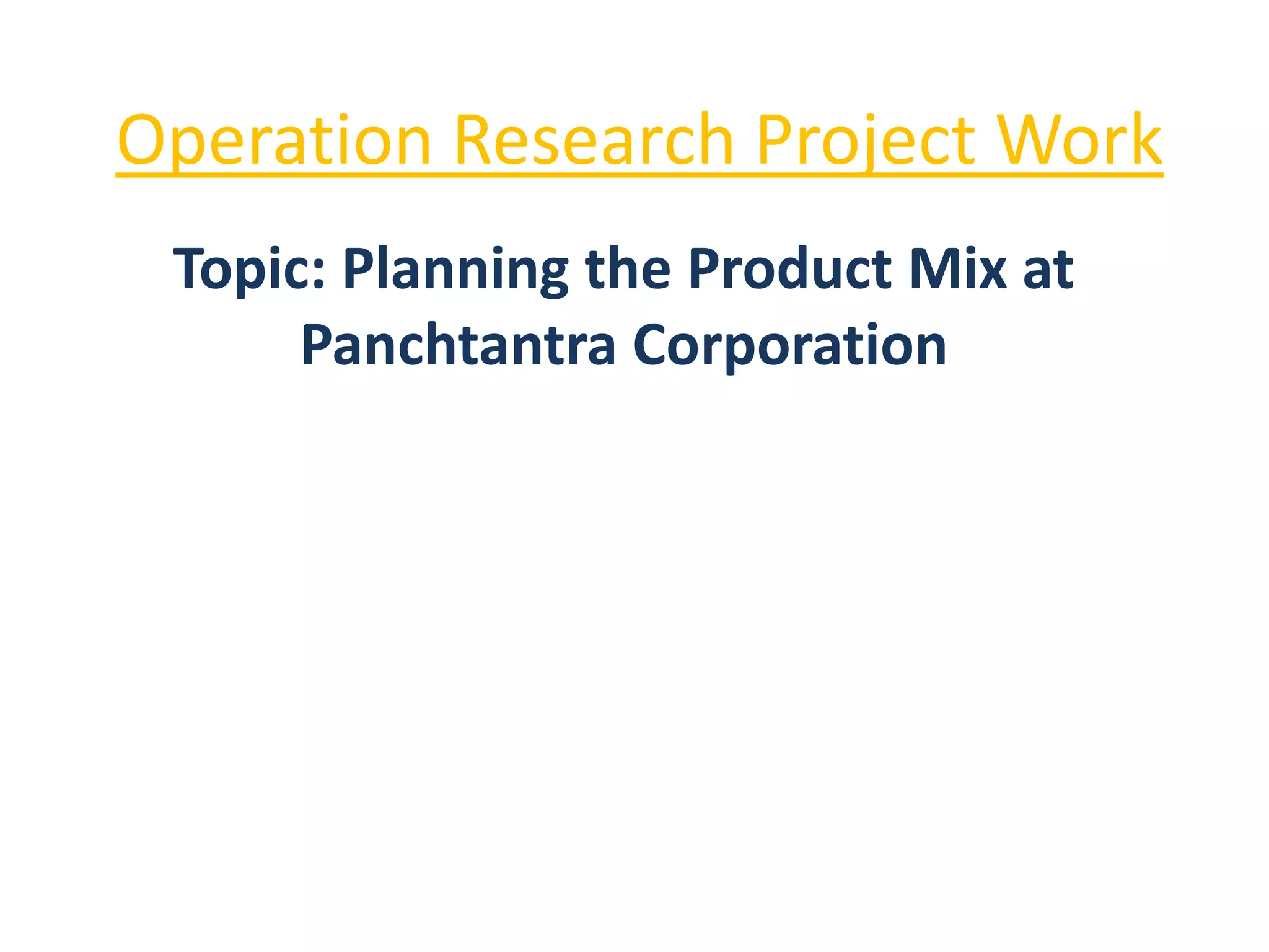 Operation research project work | PPTX