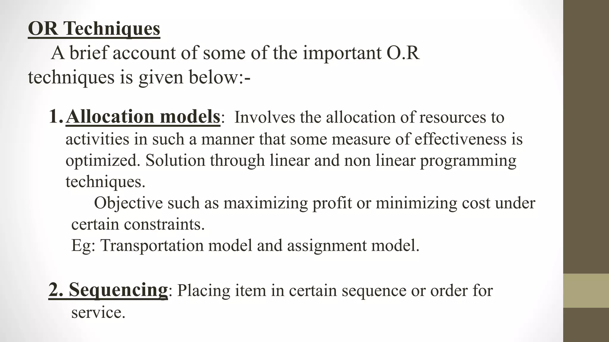 Operation research techniques | PPTX