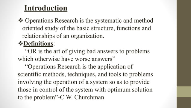 Operation research techniques | PPT Operation research techniques | PPT