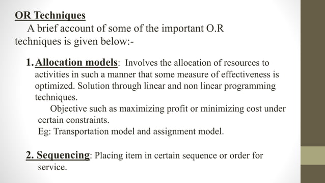 Operation research techniques | PPT Operation research techniques | PPT