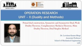 Operation research unit 2 Duality and methods | PPT