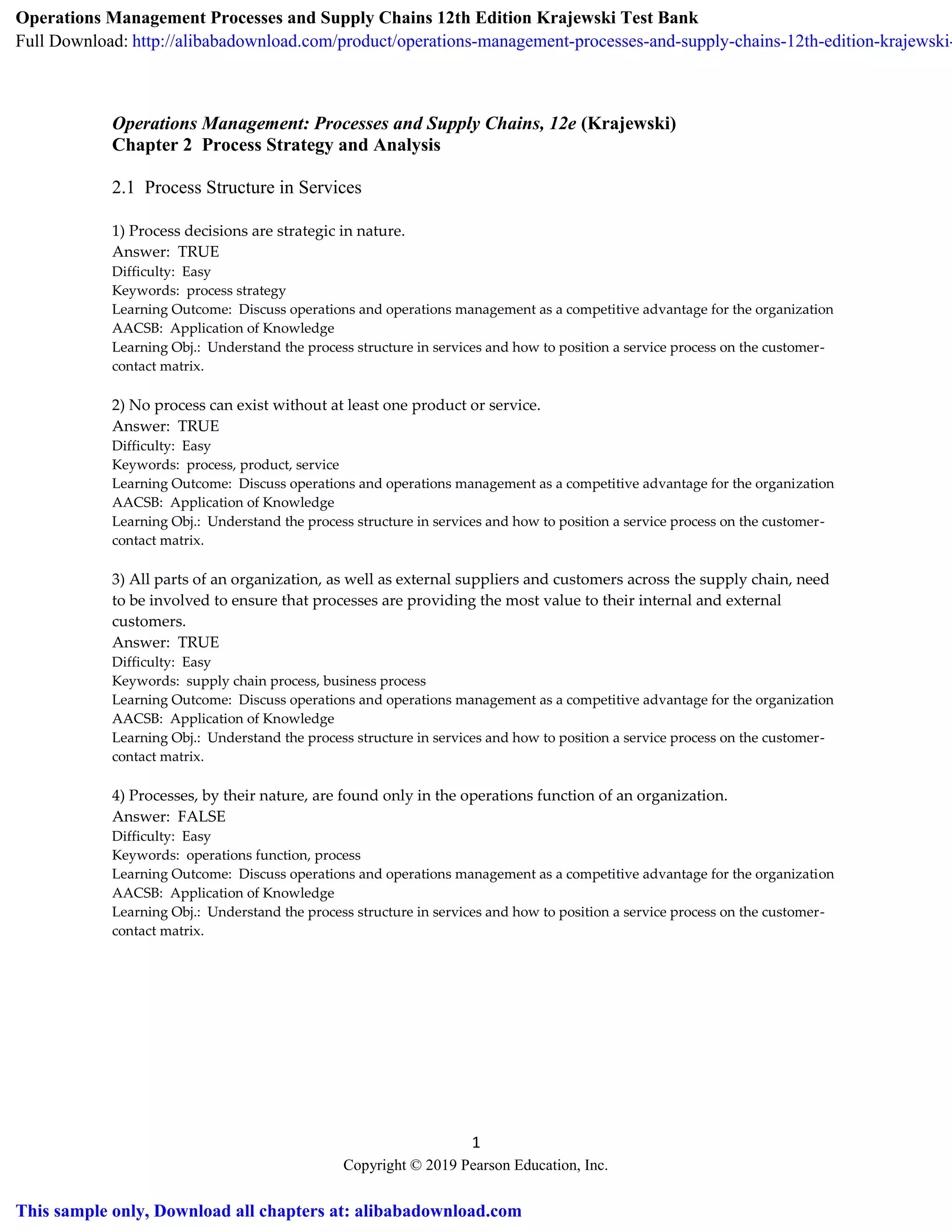 Operations Management Processes and Supply Chains 12th Edition ...