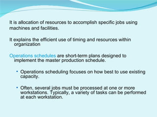 Operations Scheduling | PPT