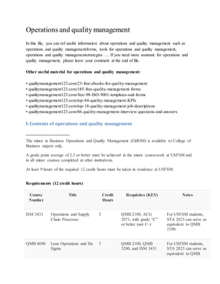 Operations and quality management | DOCX | Physics | Science