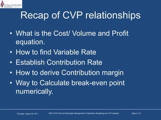 Operations budgeting and cvp analysis | PPT