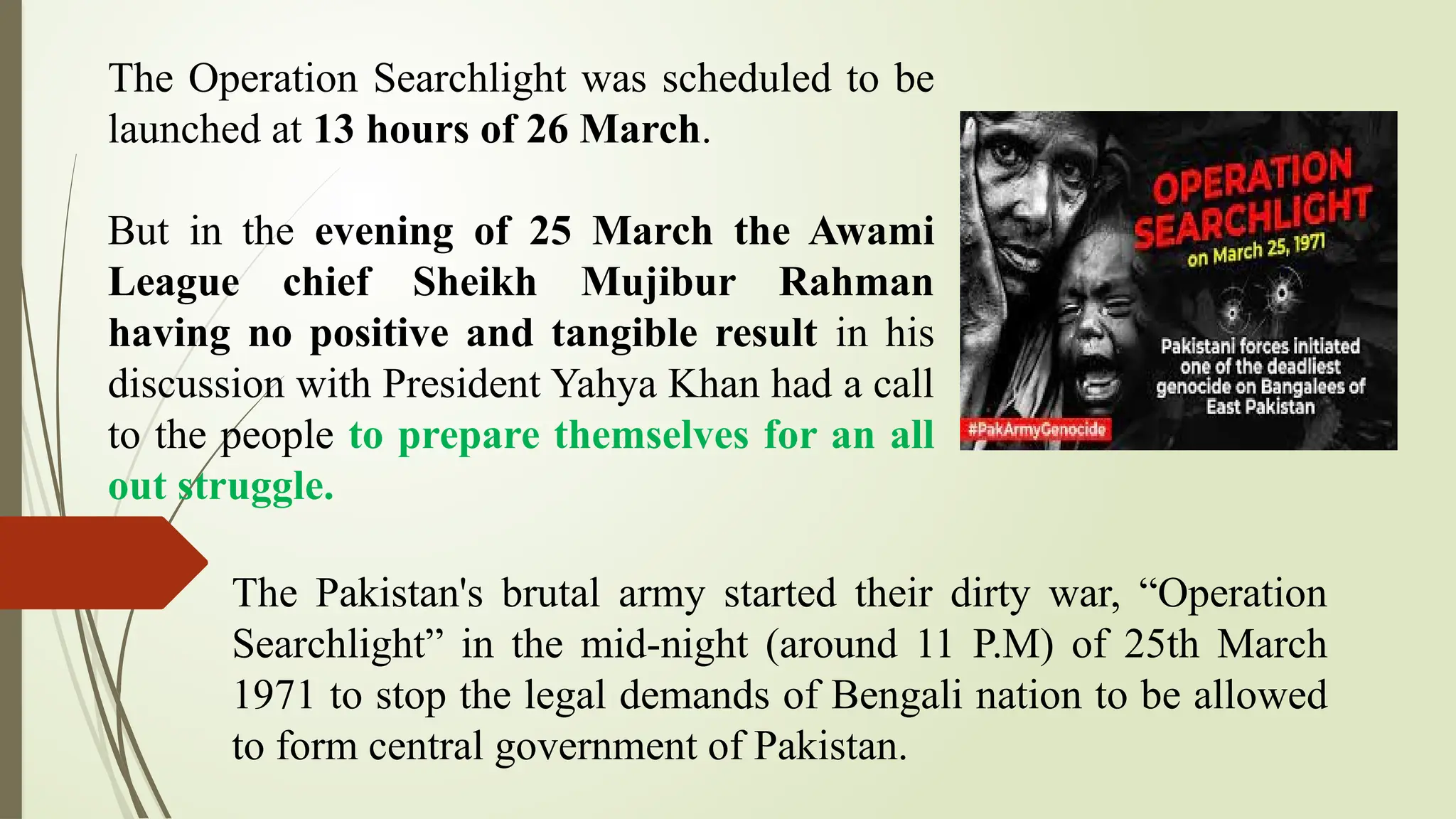 Operation searchlight in 1971 Bangladesh.pptx | War and Conflicts