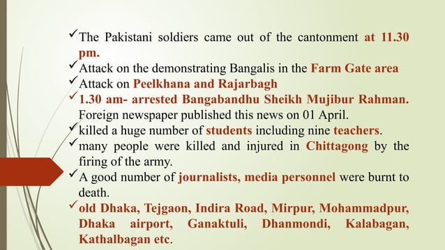 Operation searchlight in 1971 Bangladesh.pptx | War and Conflicts