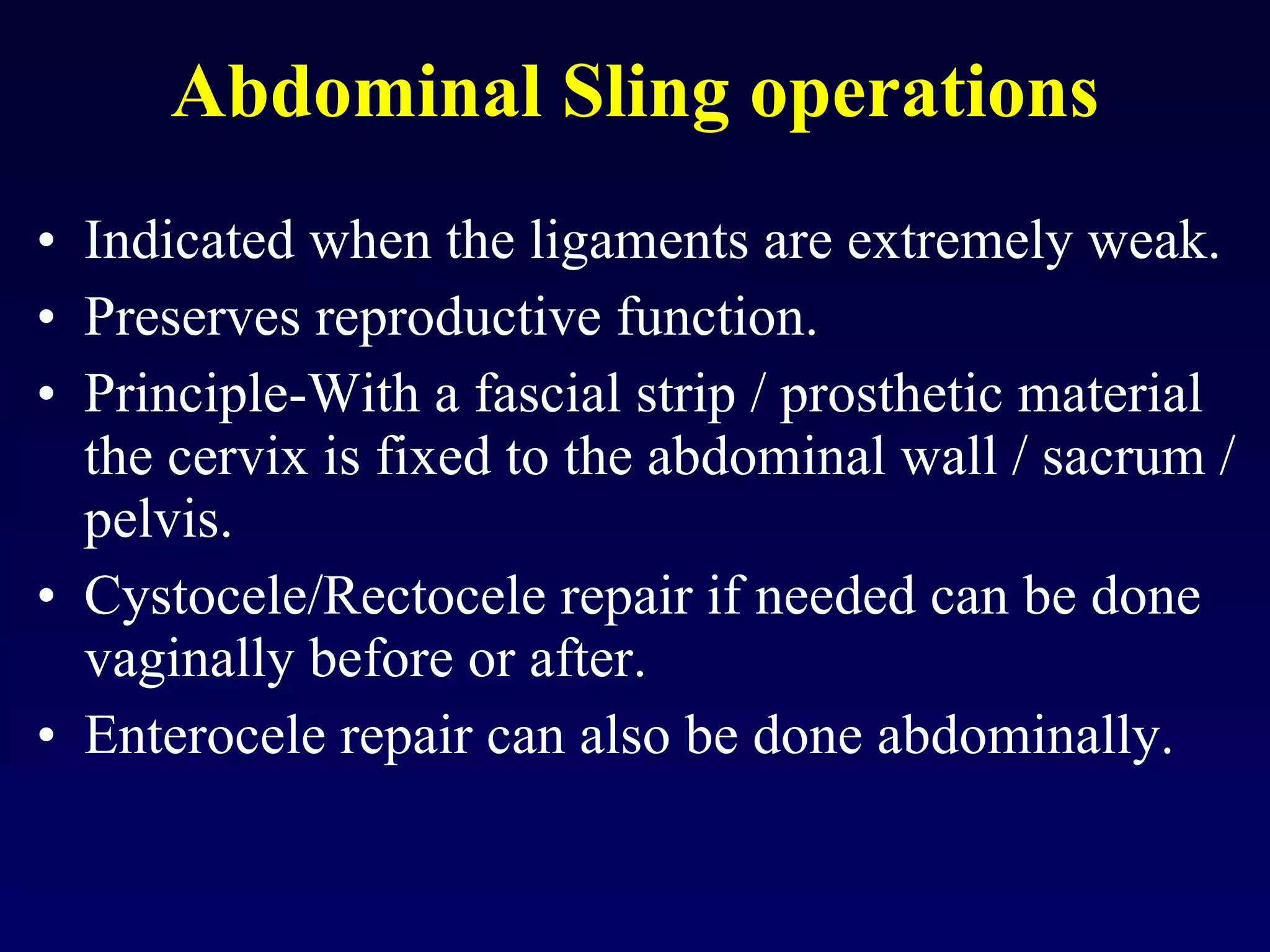 OPERATIONS FOR NULLIPAROUS PROLAPSE AND VAGINAL VAULT PROLAPSE, Mob ...