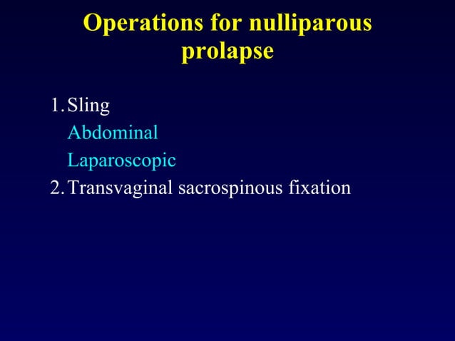 Operations For Nulliparous Prolapse And Vaginal Vault Prolapse, Mob ...