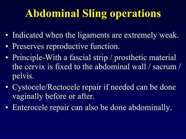 Operations For Nulliparous Prolapse And Vaginal Vault Prolapse, Mob ...