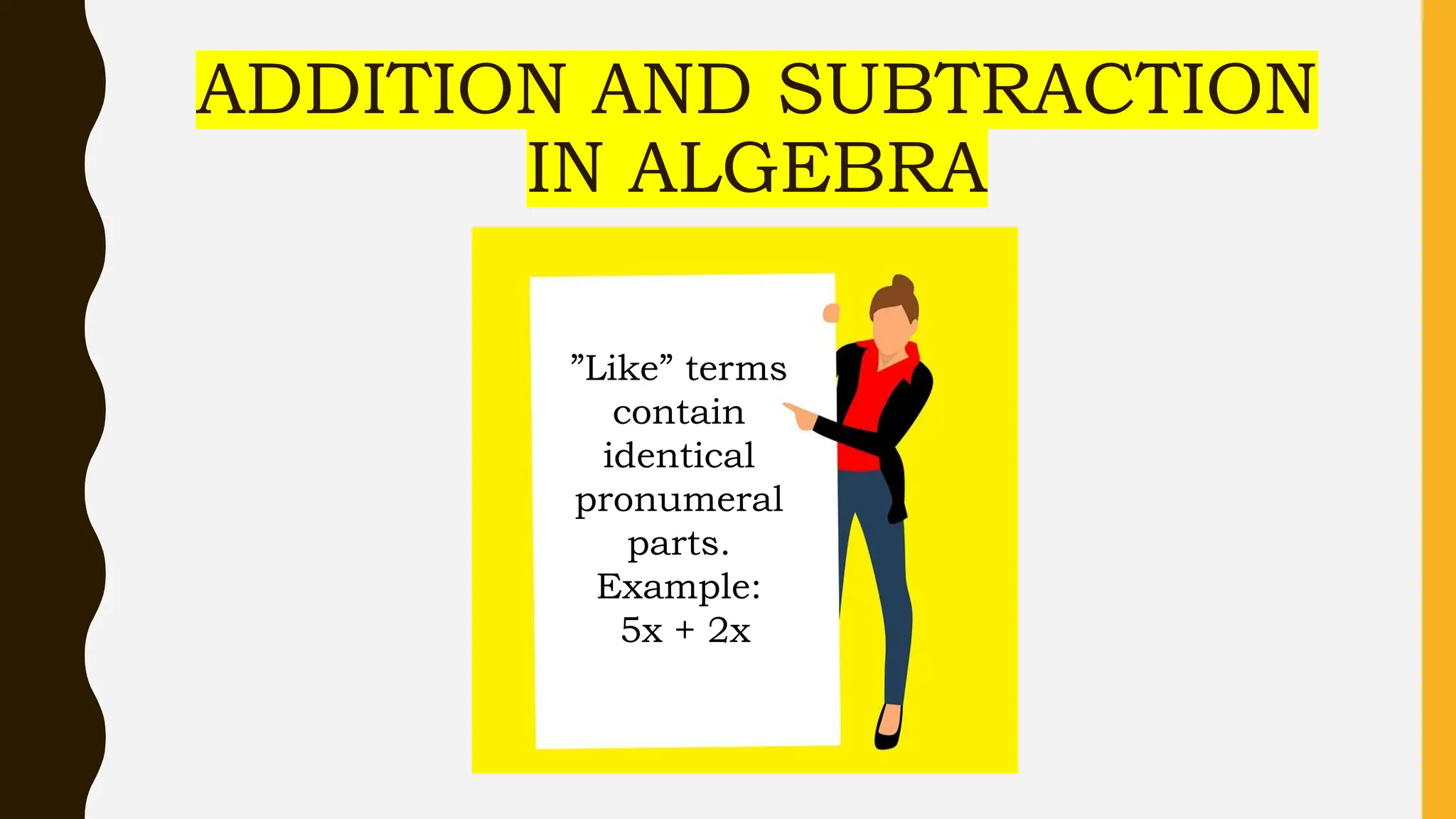 Operations in Algebraic of addition and subtraction | PPT