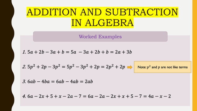 Operations in Algebraic of addition and subtraction | PDF