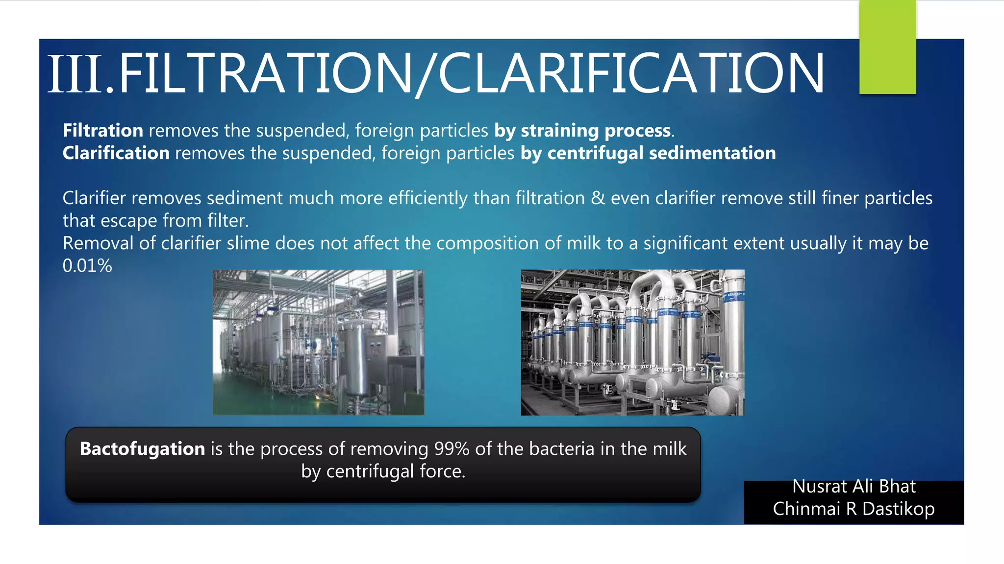 Operations in milk processing plant | PPTX
