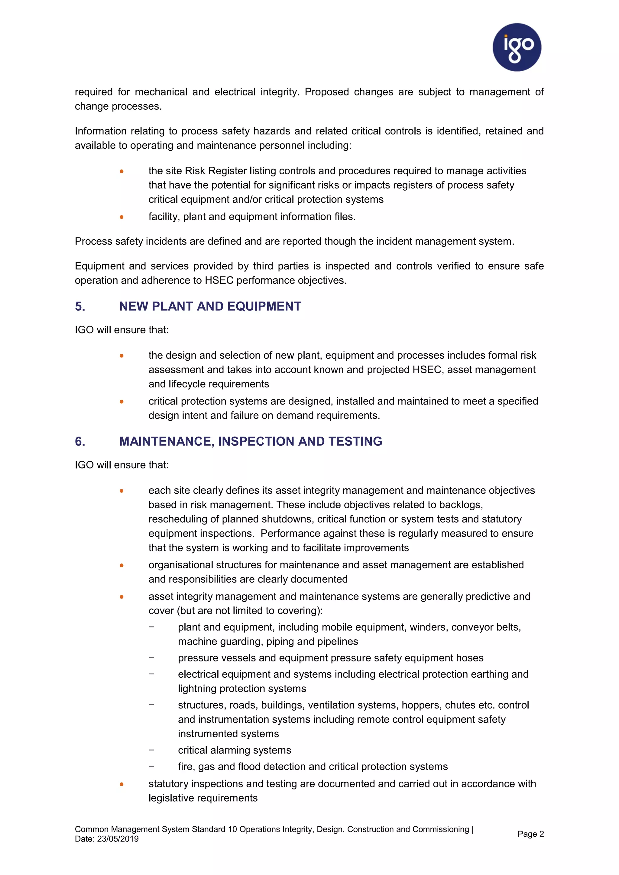 Operations integritydesignconstructioncommissioning | PDF