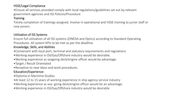 Shipping agency Operations – Job Descriptions | PPTX | Logistics | Business