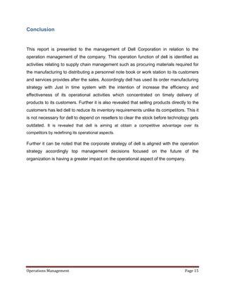 Operationsl management assignment | DOCX | Business Operations | Business