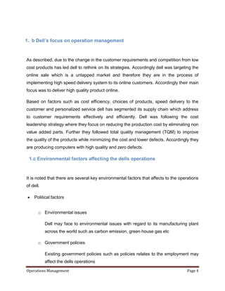 Operationsl management assignment | DOCX | Business Operations | Business