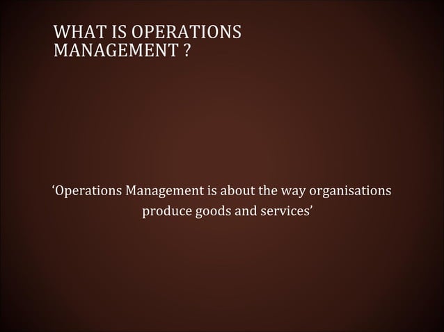 Operations management | PPT