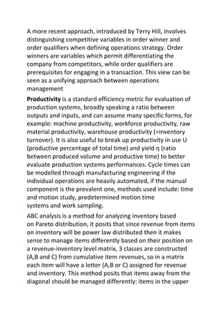 Operations management | DOCX | Business Operations | Business