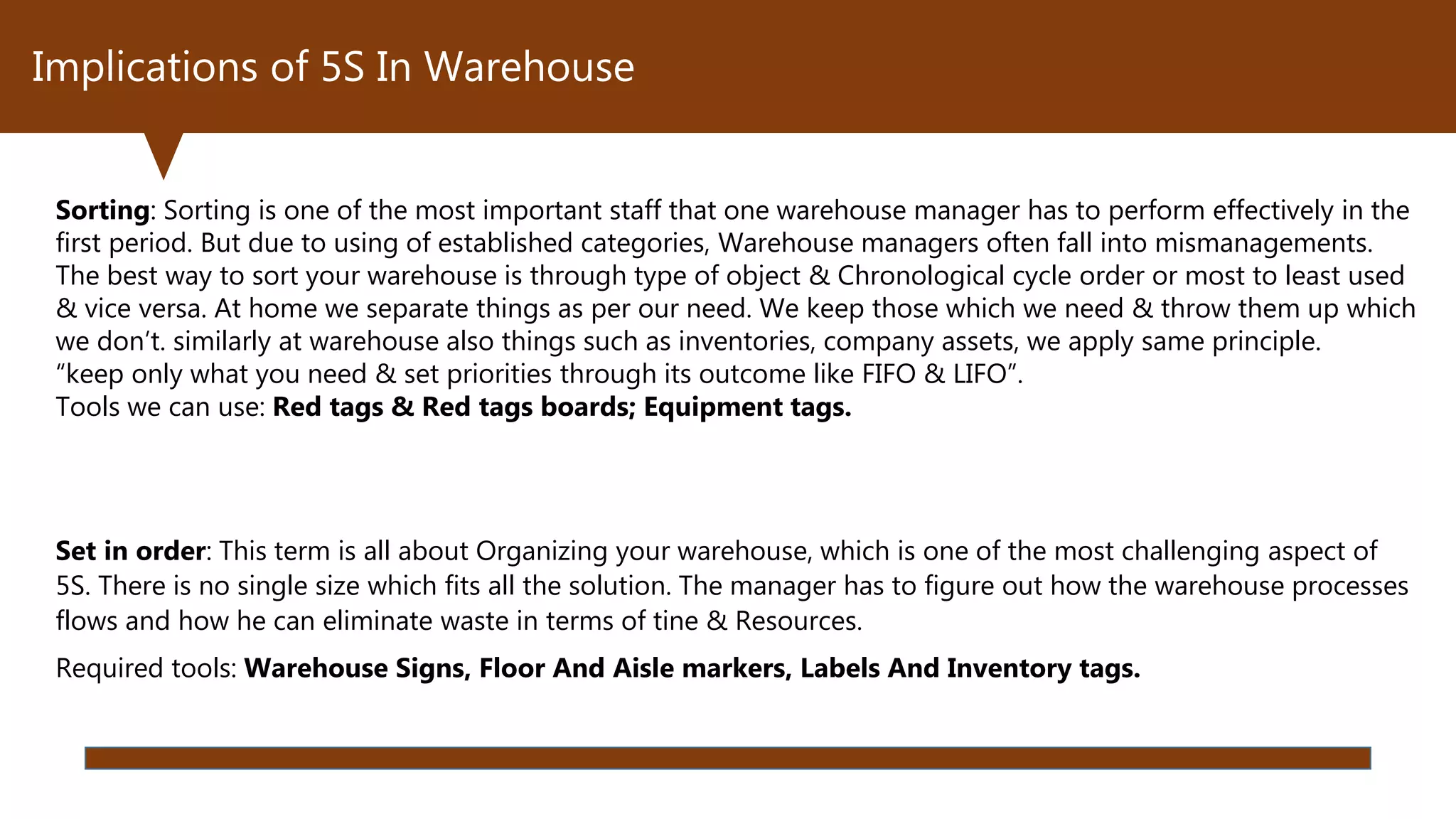 Application of 5S in a Warehouse by Supriya Basu | PPTX