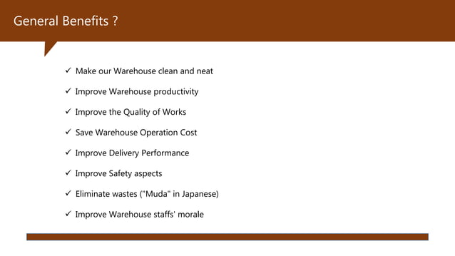 Application of 5S in a Warehouse by Supriya Basu | PPTX