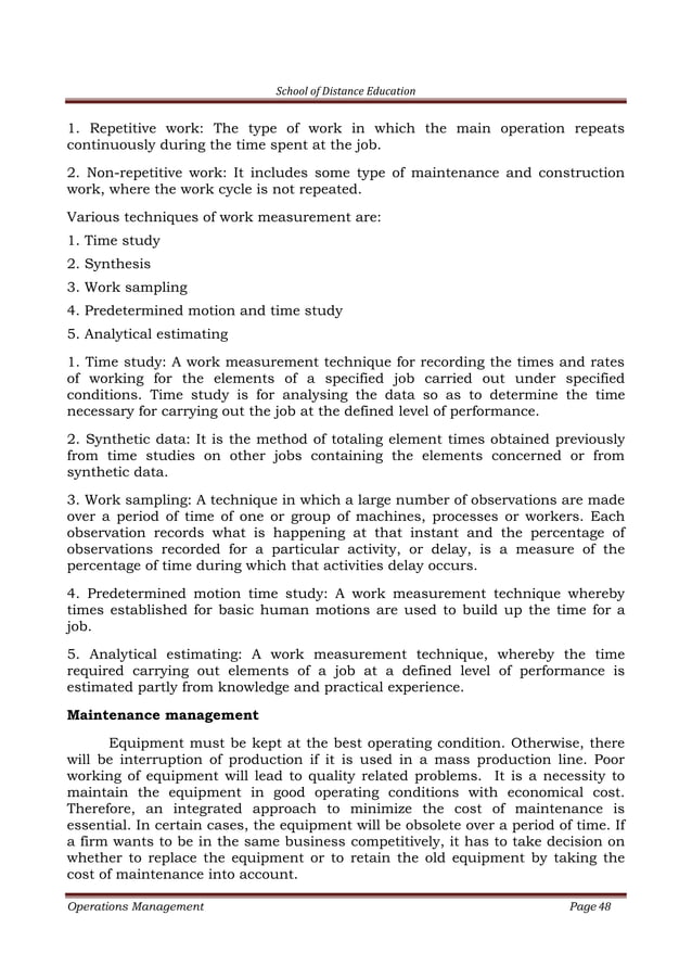 Operations management-bba calicut university notes | PDF ...