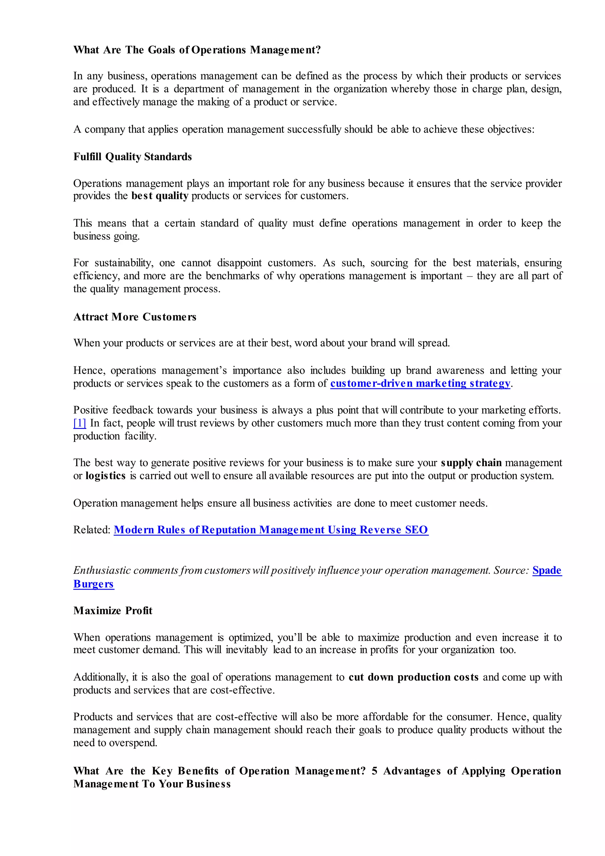 operations management.docx | Business Operations | Business