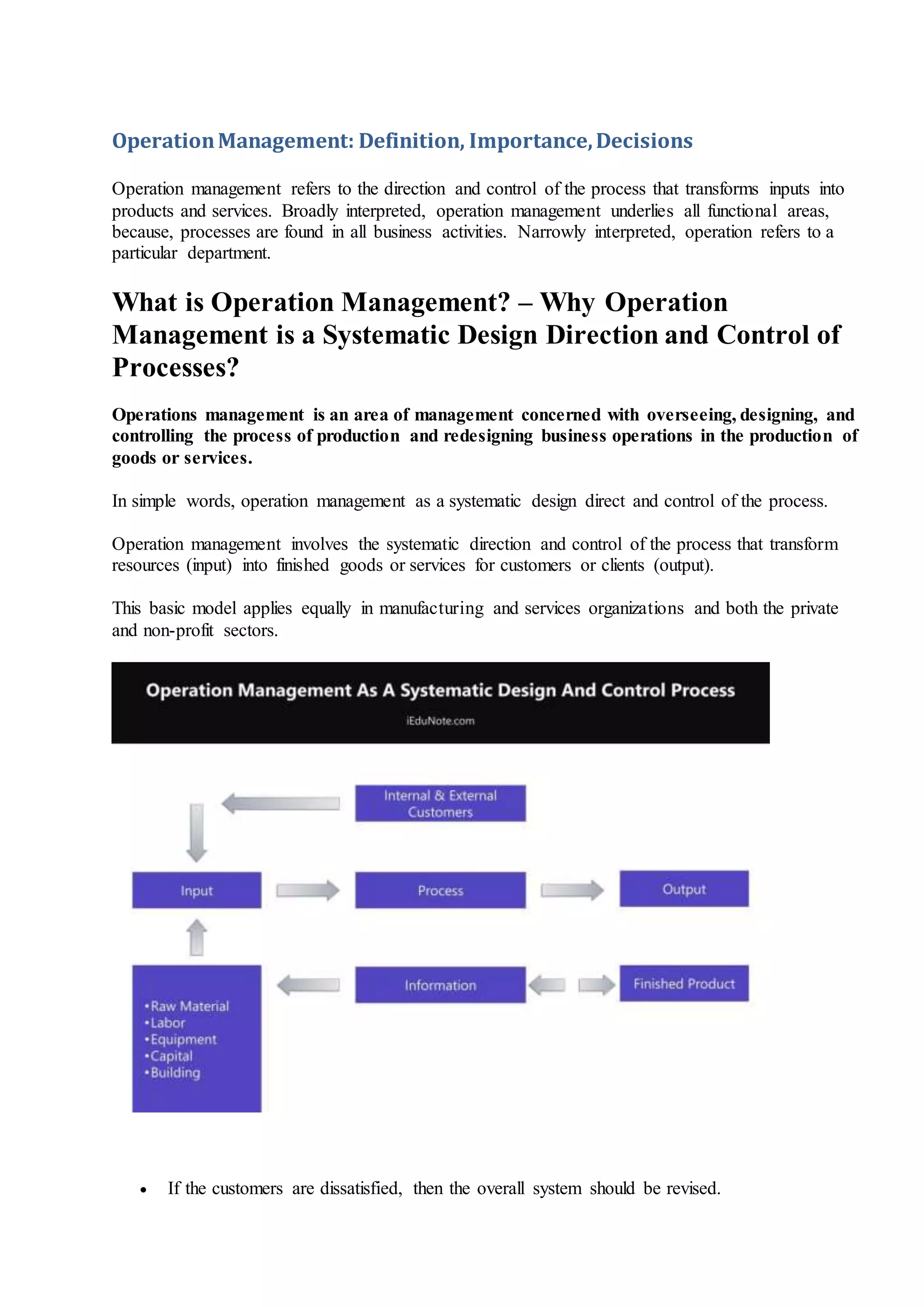 operations management.docx | Business Operations | Business